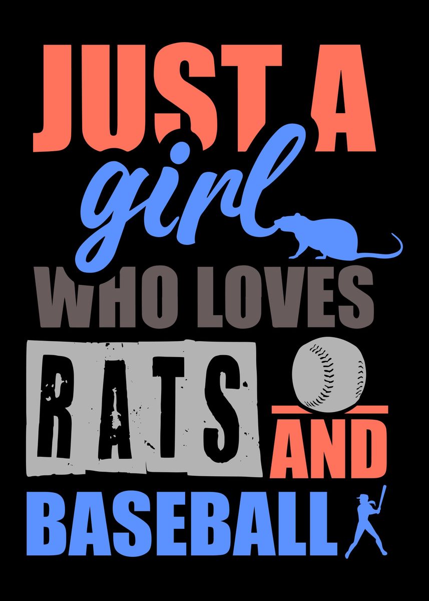 'Rat Girl Baseball' Poster, picture, metal print, paint by Sebastian ...