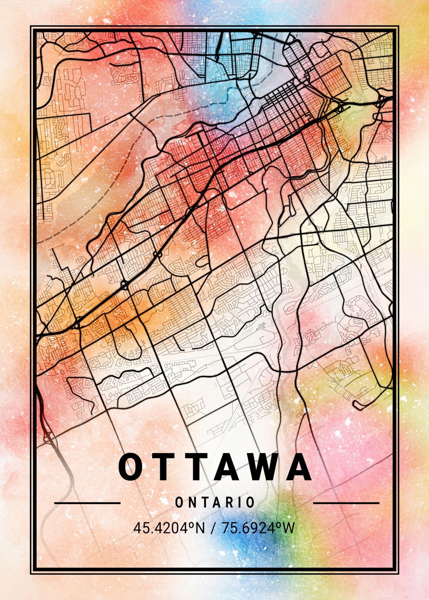 'Ottawa Map Canada' Poster, picture, metal print, paint by Max Ronn ...