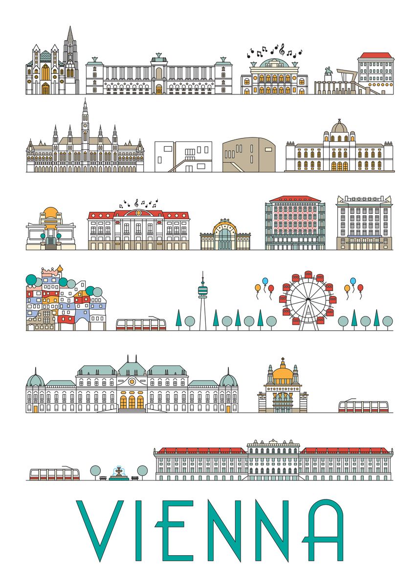 'Vienna City Guide' Poster, picture, metal print, paint by ioanna ...