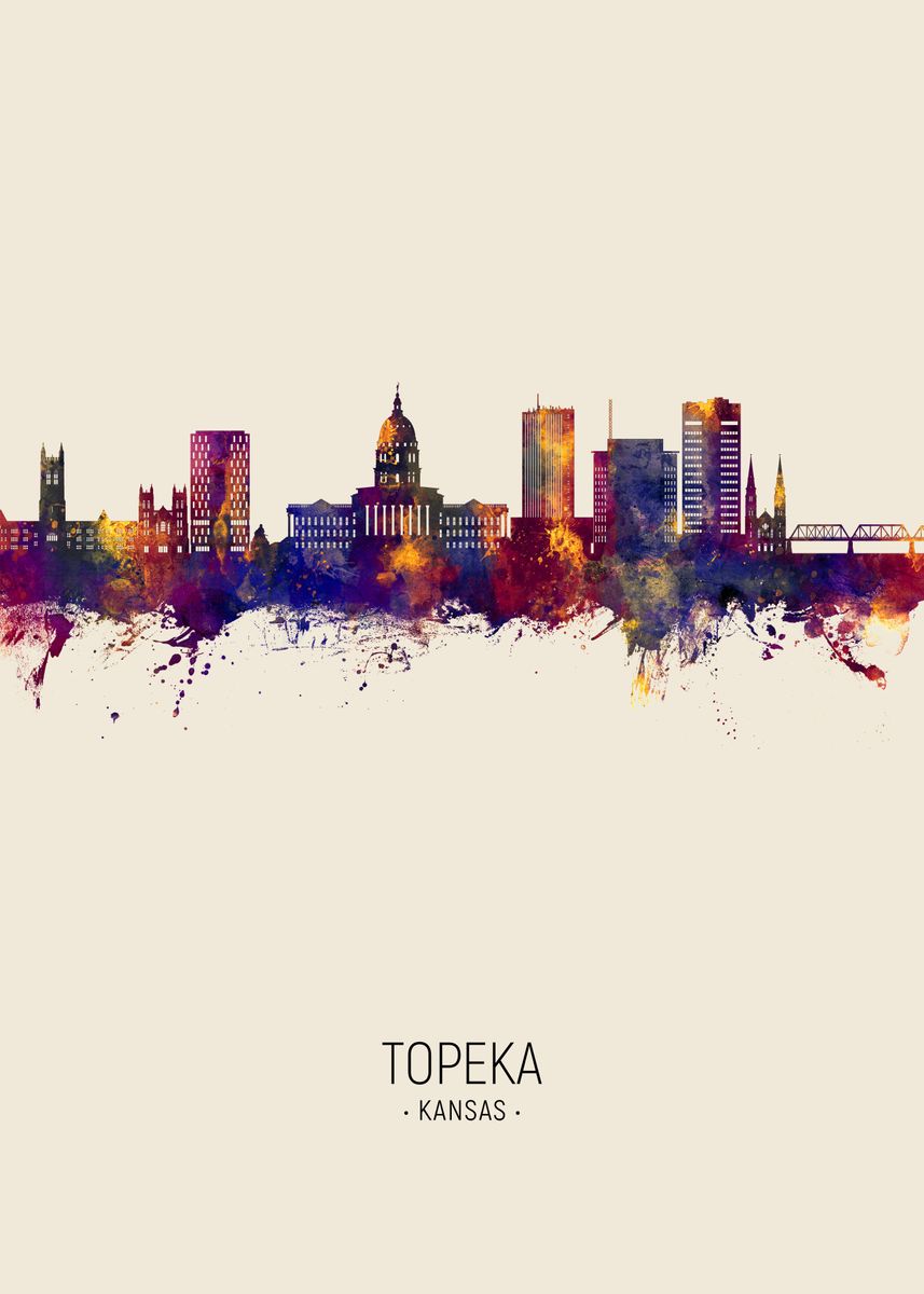 'Topeka Skyline Kansas' Poster, picture, metal print, paint by Michael ...