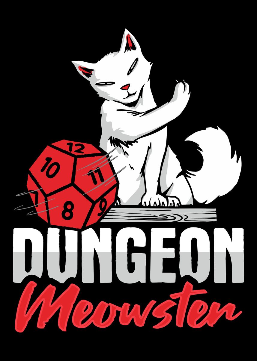 'Dungeon Meowster RPG Cat' Poster, picture, metal print, paint by ...