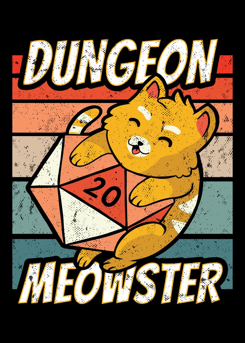 'Dungeon Meowster RPG Cat' Poster, picture, metal print, paint by ...