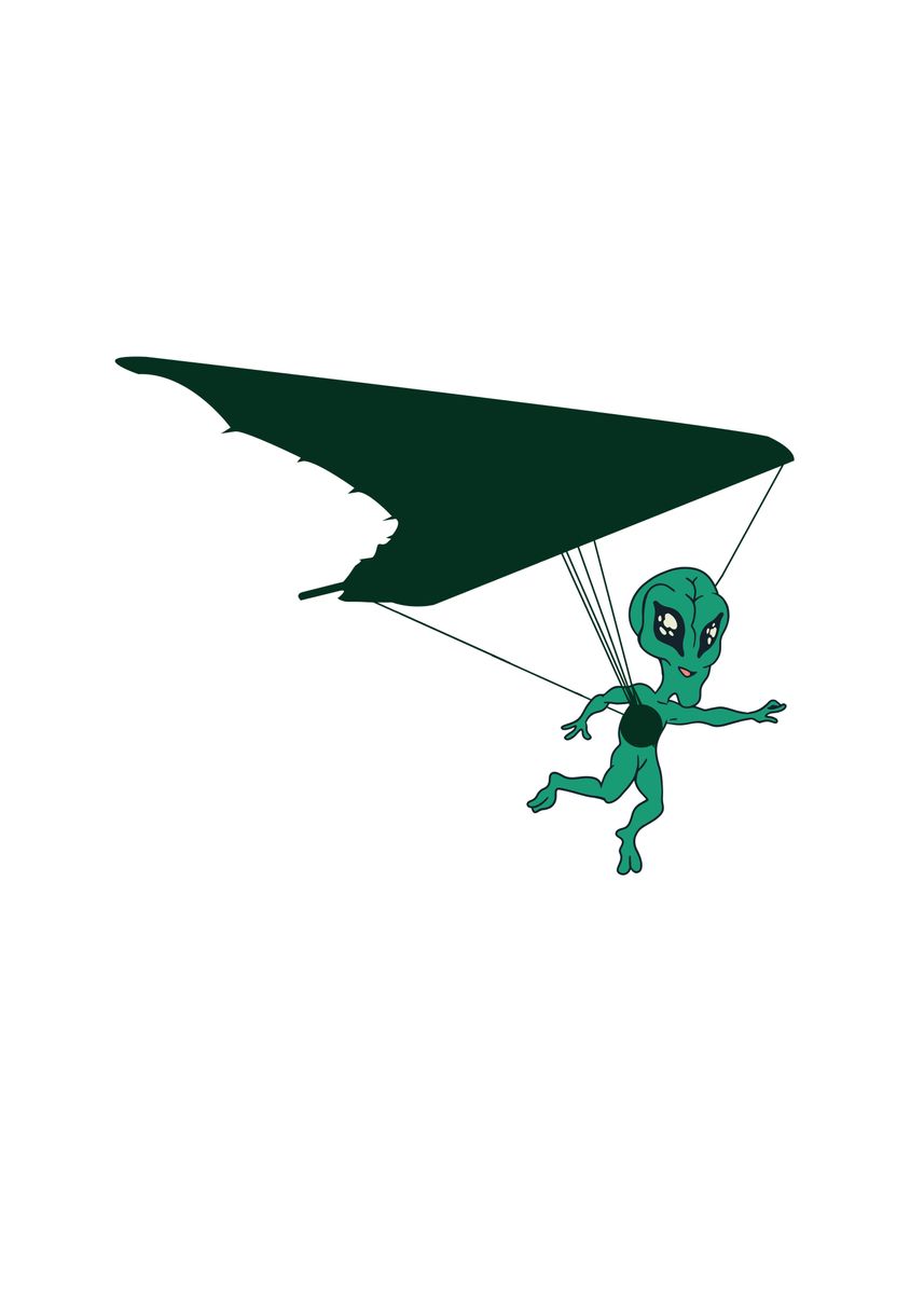 'Hang gliding alien' Poster, picture, metal print, paint by Lukes Pixel ...