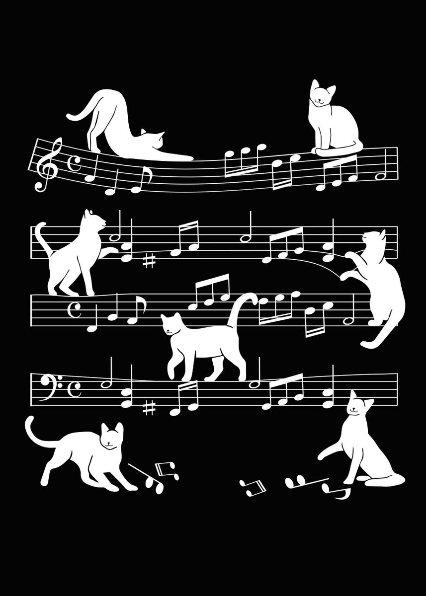 'Motivational music cats' Poster, picture, metal print, paint by Simon ...