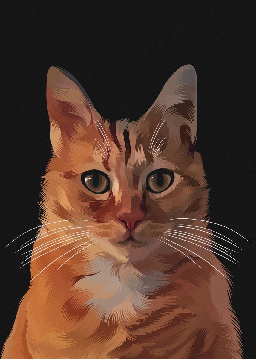 'King Orange Cat' Poster, picture, metal print, paint by Muh Aslan ...