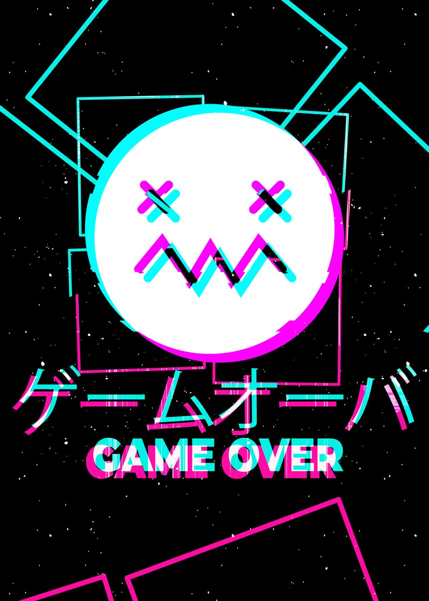 'Japanese Glitch Game Over ' Poster, picture, metal print, paint by ...