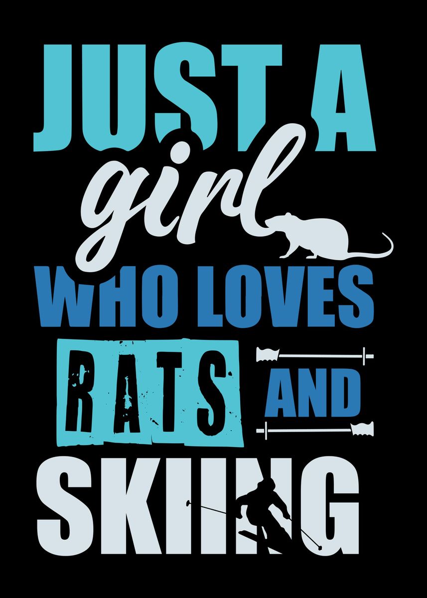 'Rat Girl Ski Skiing' Poster, picture, metal print, paint by Sebastian ...
