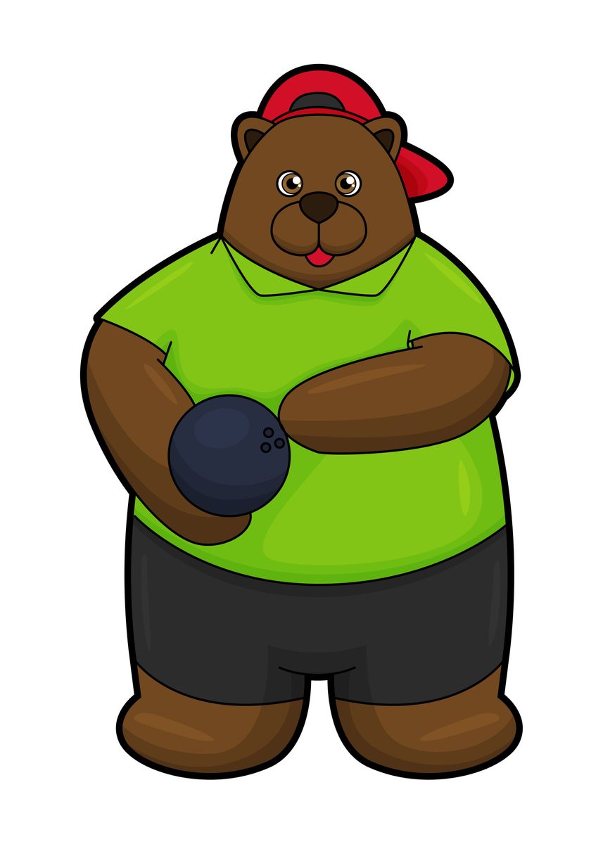 'Bear Bowling Bowling ball' Poster, picture, metal print, paint by ...