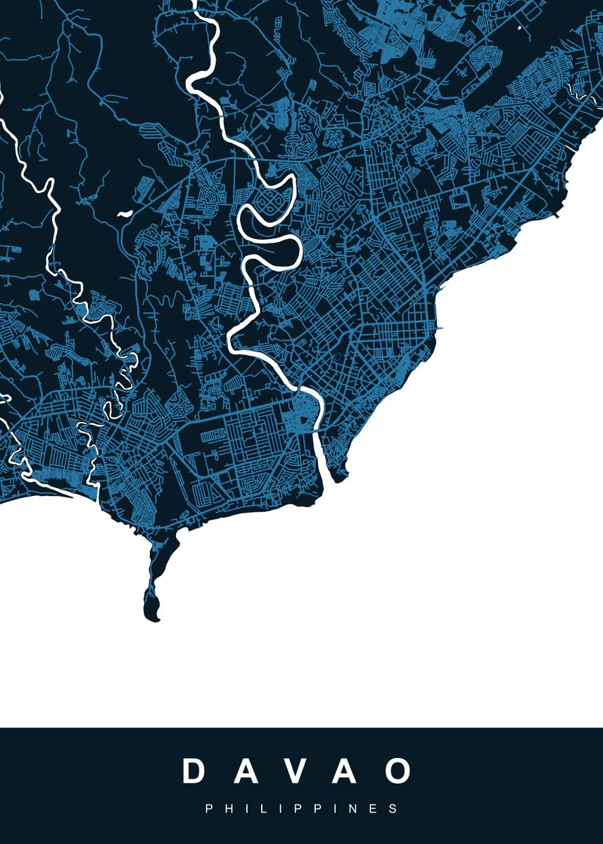 'DAVAO Map Philippines' Poster, picture, metal print, paint by ...