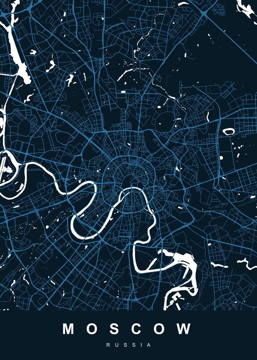 'MOSCOW City Map Russia' Poster, picture, metal print, paint by ...