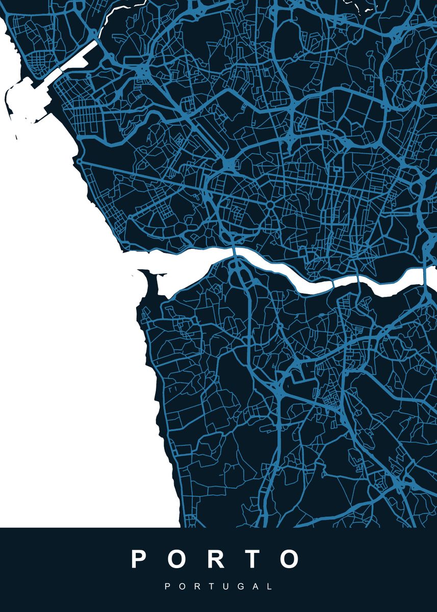 'PORTO City Map Portugal' Poster by UrbanMaps | Displate