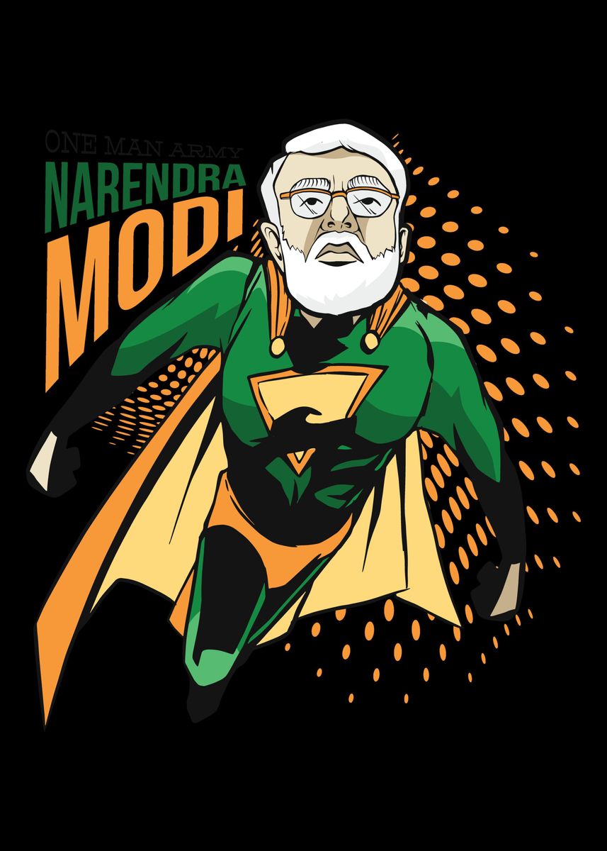 'narendra modi superhero ' Poster, picture, metal print, paint by ...