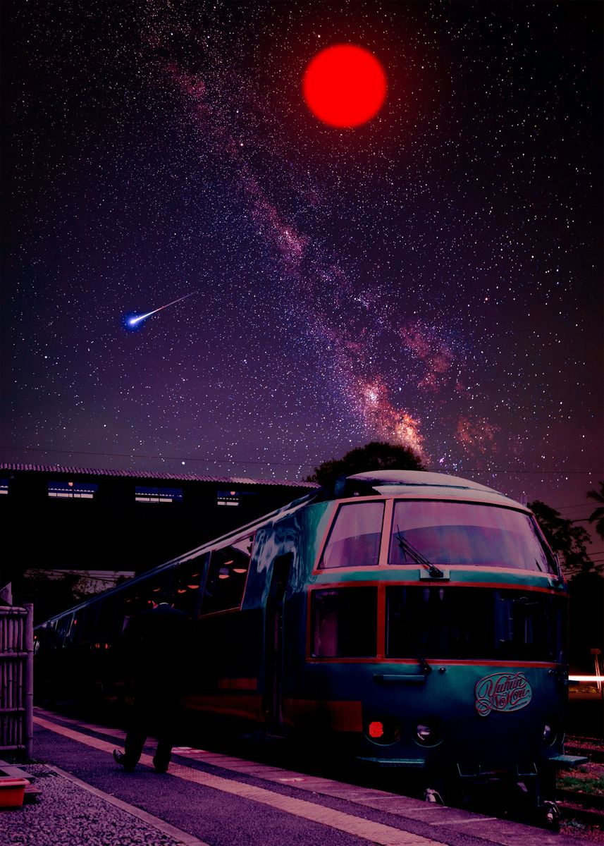 'Night Sky Train' Poster, picture, metal print, paint by Ziartz Poster ...