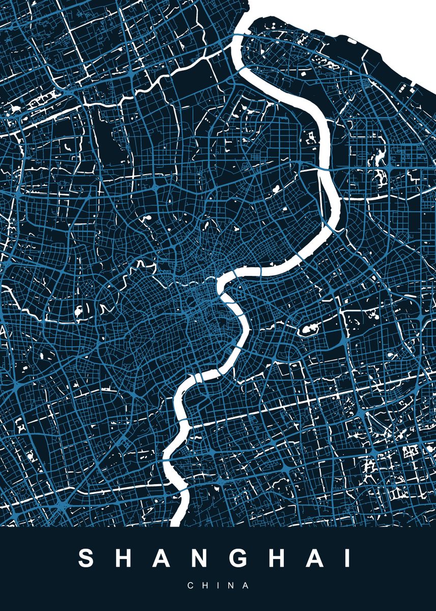 'SHANGHAI City Map China' Poster by UrbanMaps | Displate