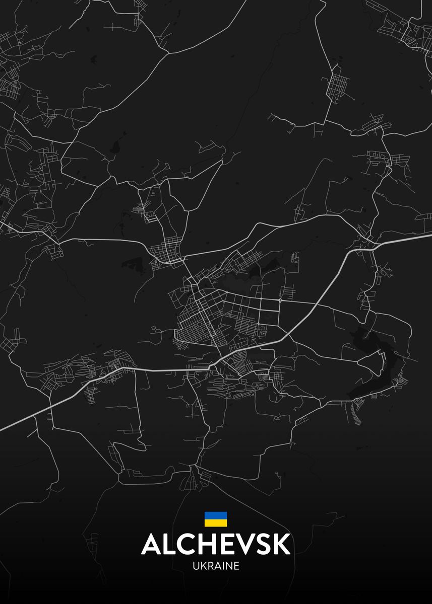 'Alchevsk UA' Poster, picture, metal print, paint by IMR Designs | Displate