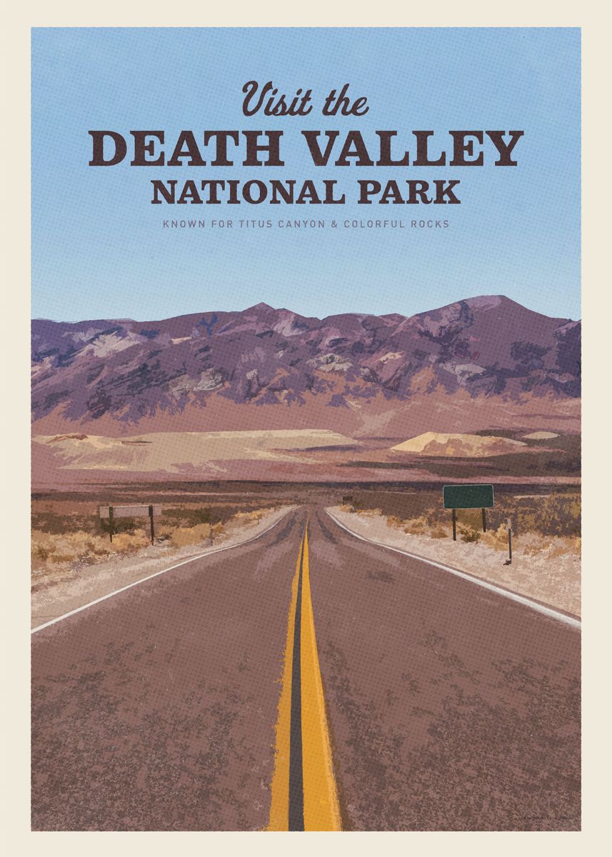 'Visit Death Valley' Poster, picture, metal print, paint by Mercury ...