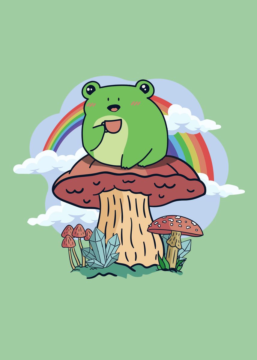 'Cottagecore Anxiety Frog' Poster, picture, metal print, paint by ...