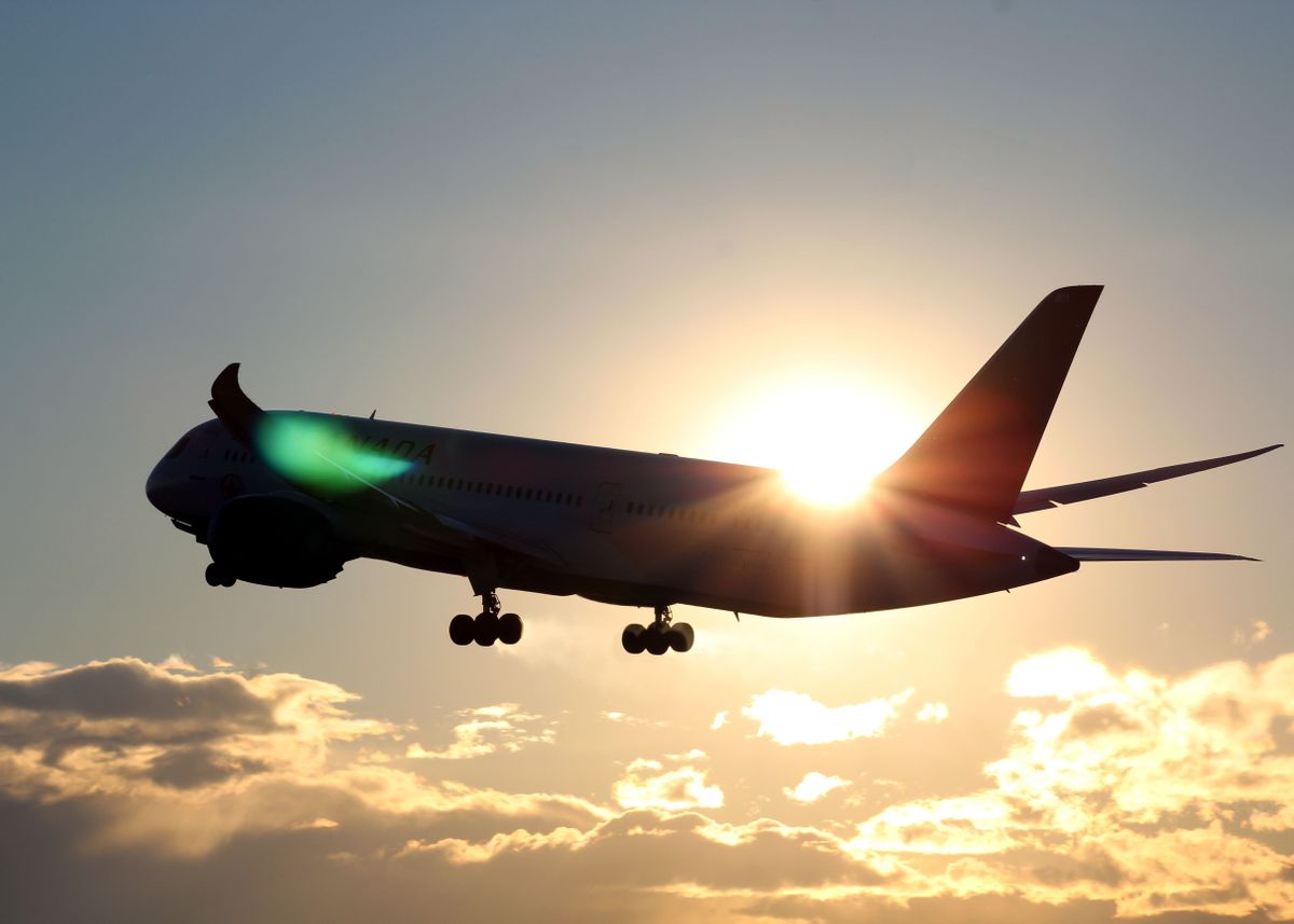 'Boeing 787 takeoff sunset' Poster by Tony Choel | Displate