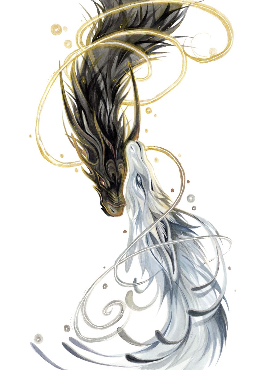 'Metallic Dragon Nuzzle' Poster, picture, metal print, paint by Katy ...