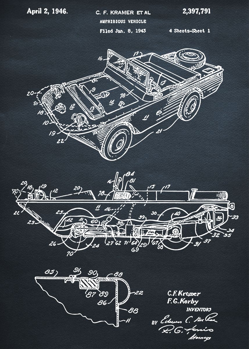 'Amphibious Vehicle ' Poster, picture, metal print, paint by ...