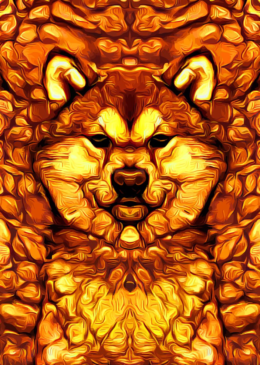 'Shiba Gold' Poster, picture, metal print, paint by MasterHead | Displate