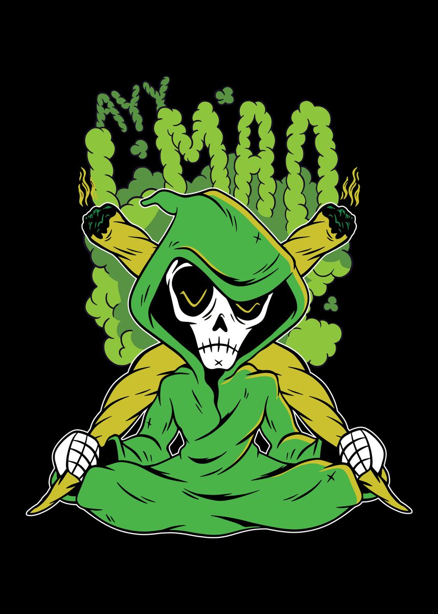 'Grim reaper stoner tattoo' Poster by Simon Darren | Displate