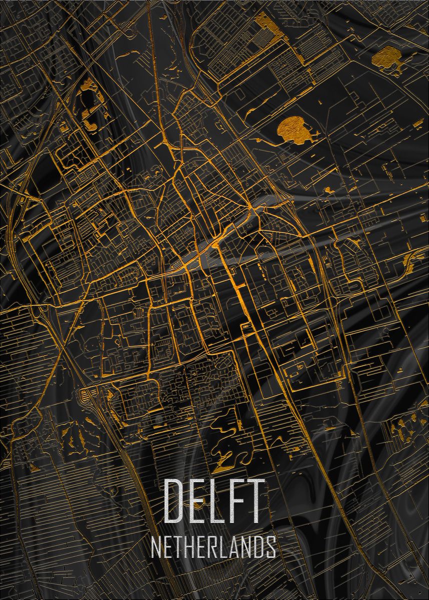 'Delft Netherlands Map' Poster, picture, metal print, paint by Coconut ...