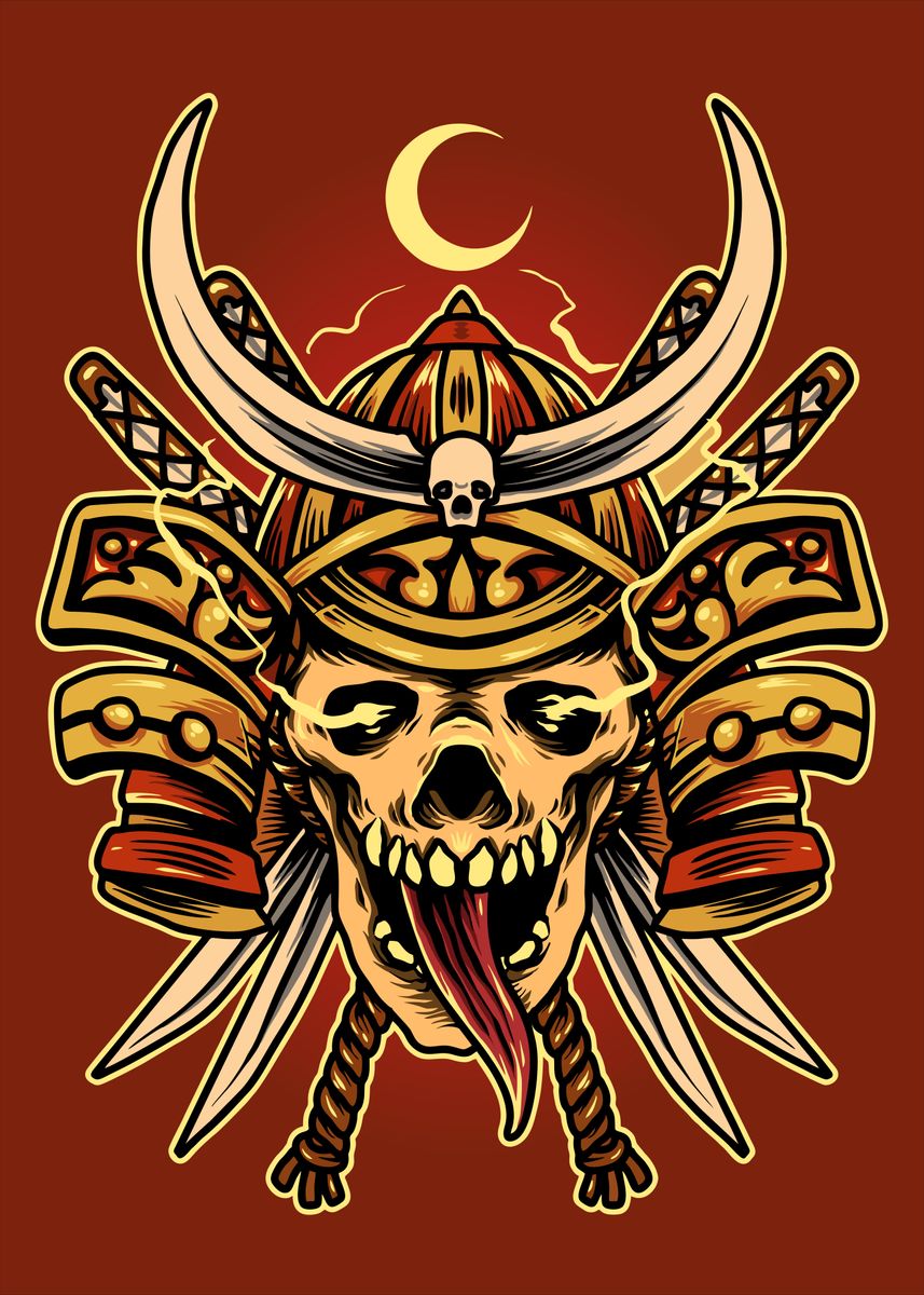 'Zombie samurai head' Poster, picture, metal print, paint by Pranjal ...