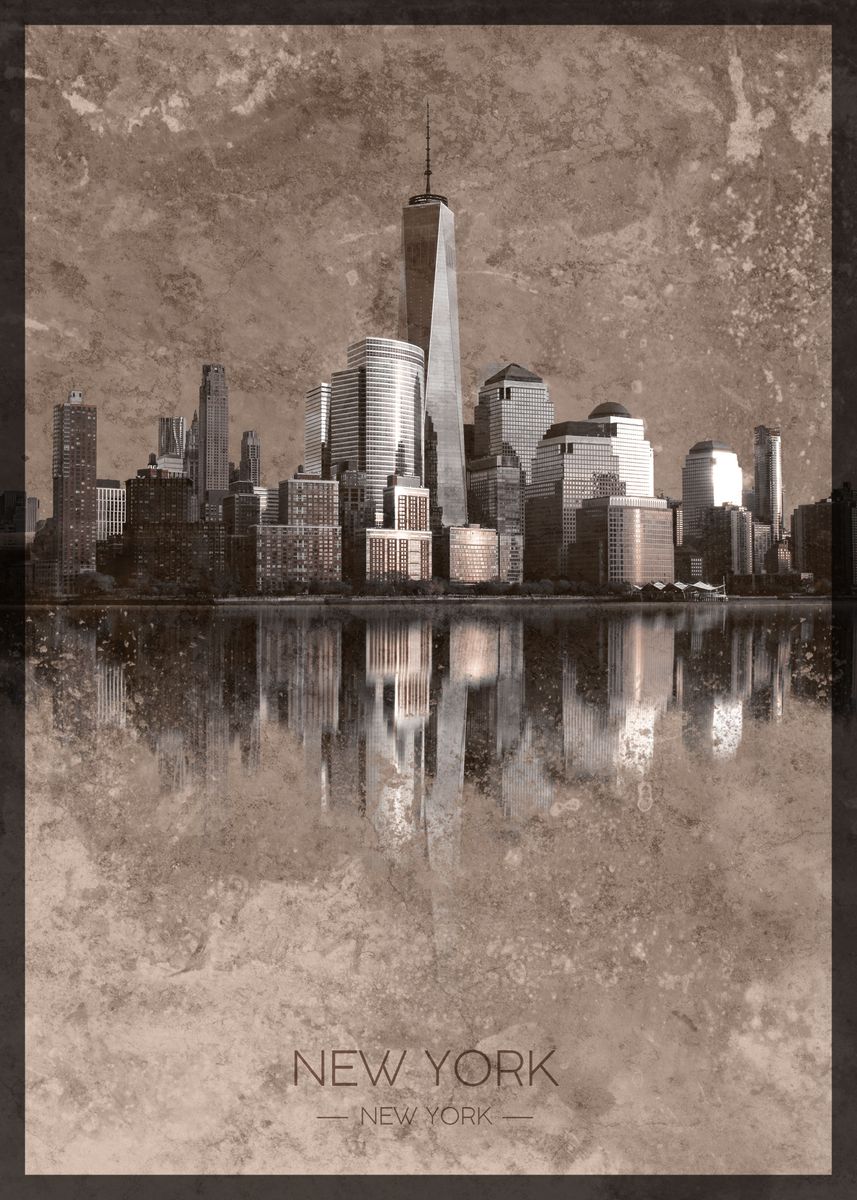 'New York Skyline Portrait' Poster, picture, metal print, paint by ...