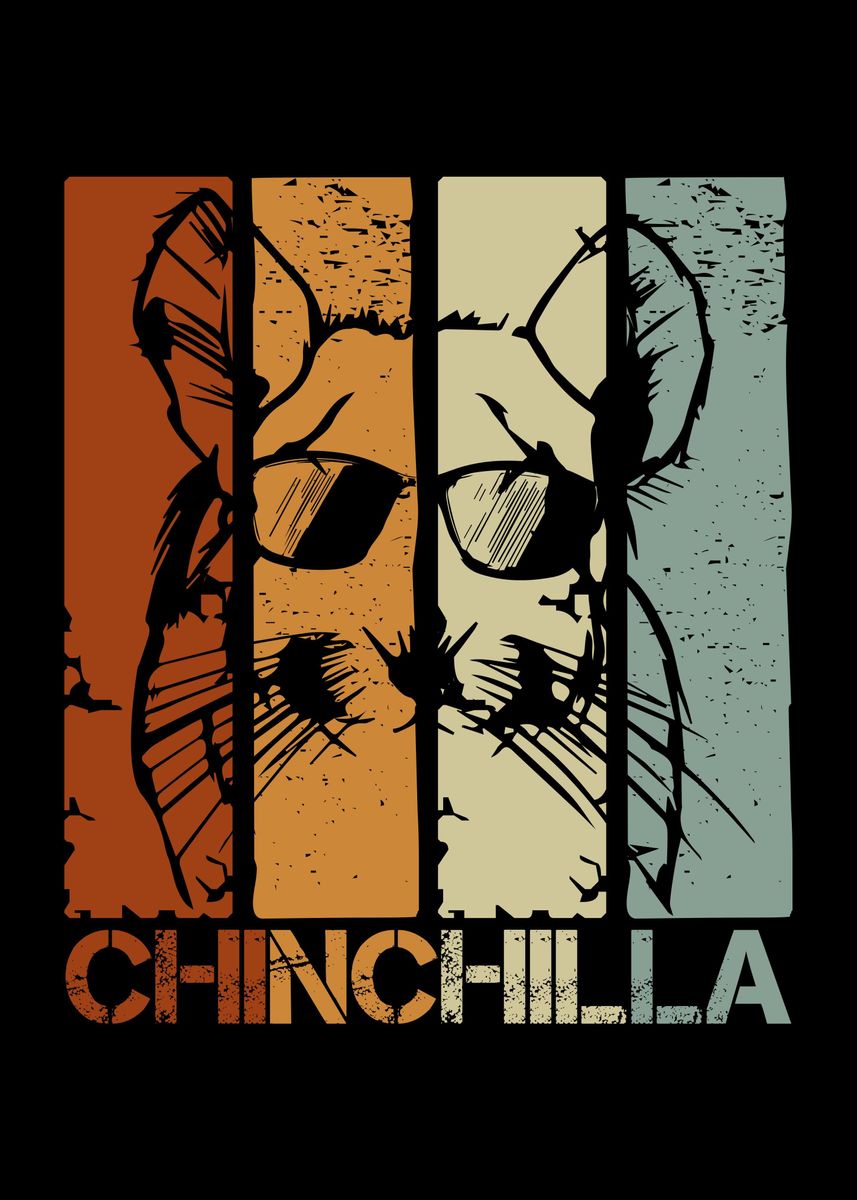 'Vintage Chinchilla Retro' Poster, picture, metal print, paint by ...