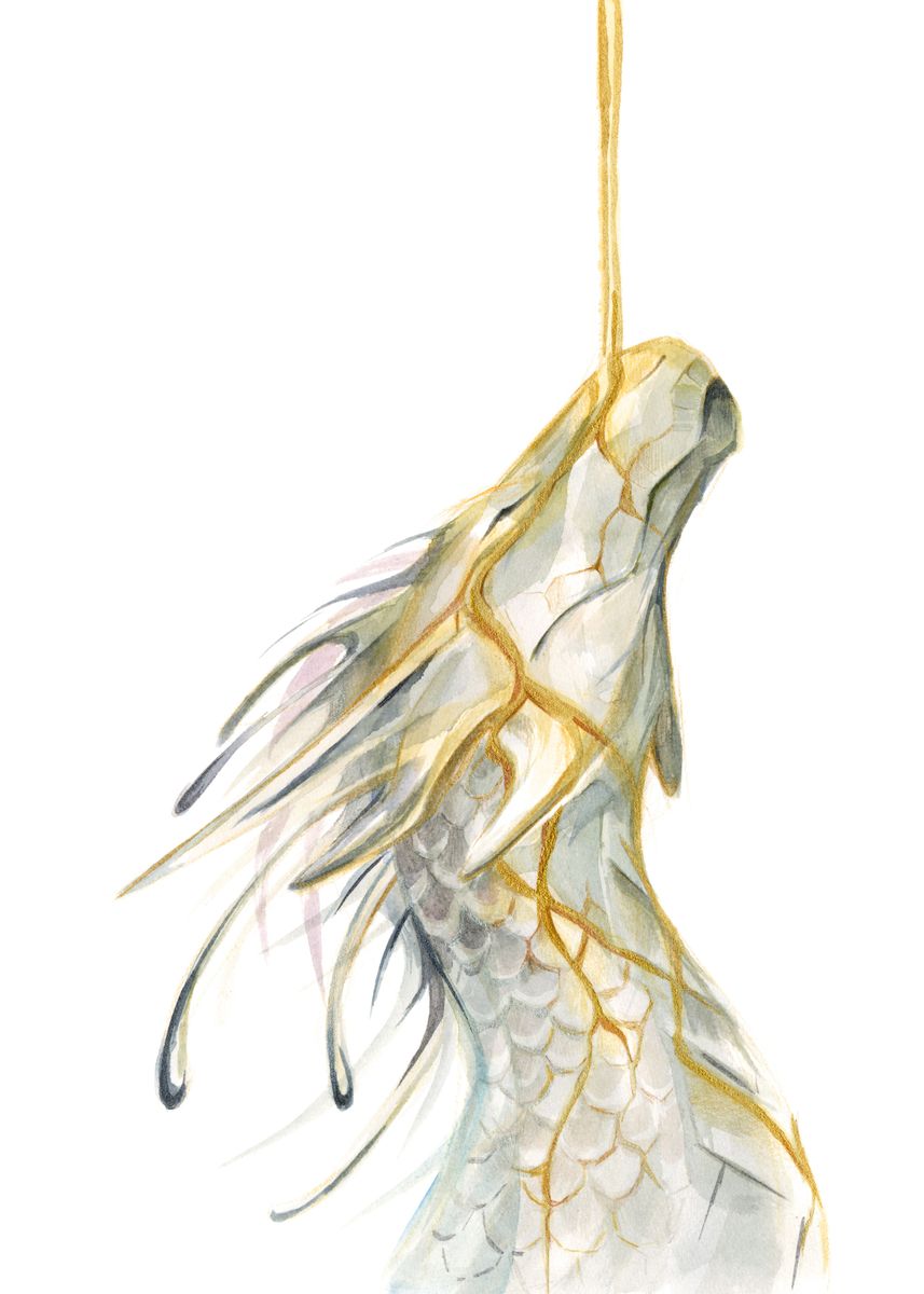 'Gold Drip Dragon' Poster, picture, metal print, paint by Katy Lipscomb ...