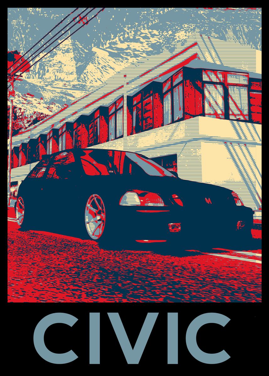 'Civic EK9 Front 1' Poster by NoMans | Displate