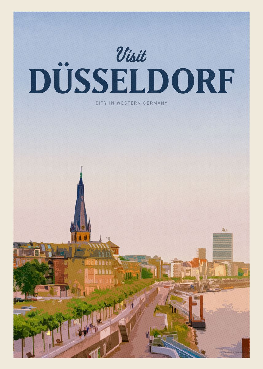 'Visit Dusseldorf' Poster, picture, metal print, paint by Mercury Club ...