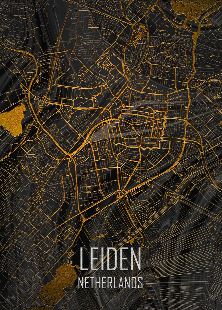 'Leiden Netherlands Map' Poster, picture, metal print, paint by Coconut ...