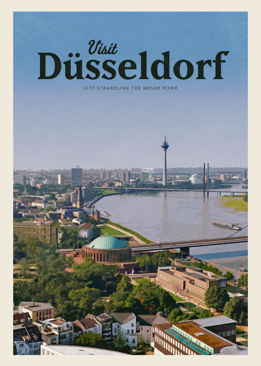 'Visit Dusseldorf' Poster, picture, metal print, paint by Mercury Club ...