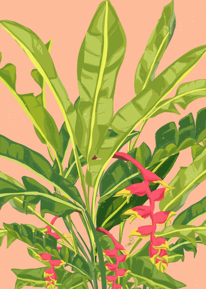 'Heliconia' Poster, picture, metal print, paint by EDM Project | Displate