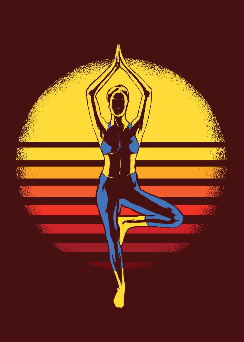 'retro yoga' Poster by Simon Darren | Displate