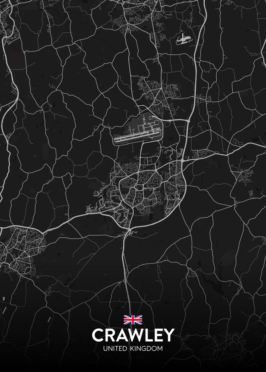 'Crawley UK' Poster, picture, metal print, paint by IMR Designs | Displate