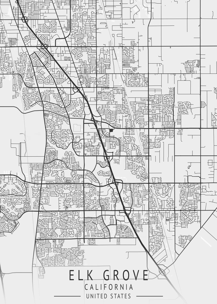 'Elk Grove City Map USA' Poster, picture, metal print, paint by Tim ...