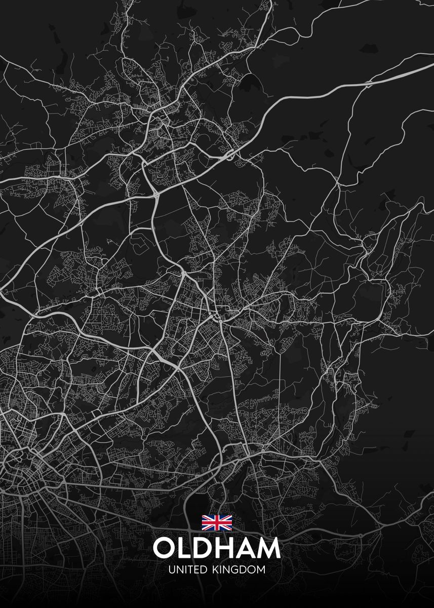 'Oldham UK' Poster, picture, metal print, paint by IMR Designs | Displate