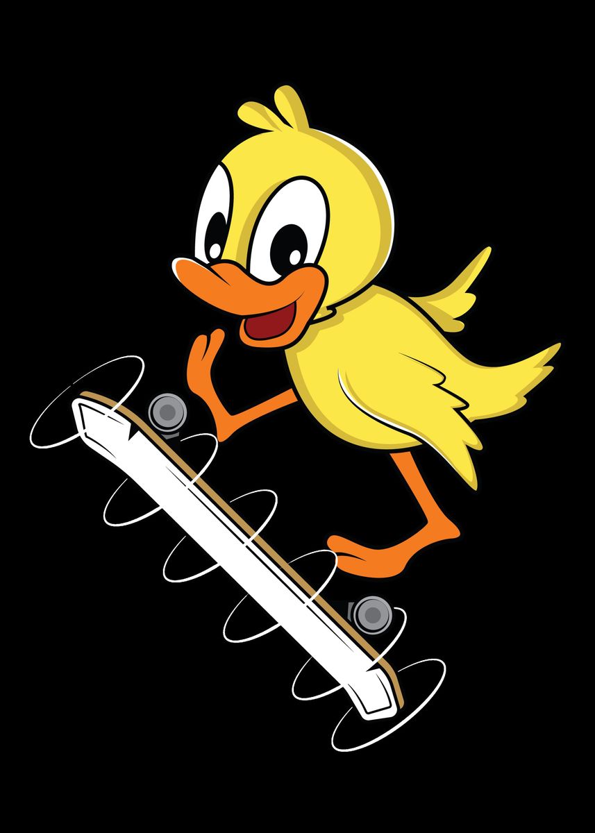 'Skateboard Duck Skater or ' Poster, picture, metal print, paint by ...