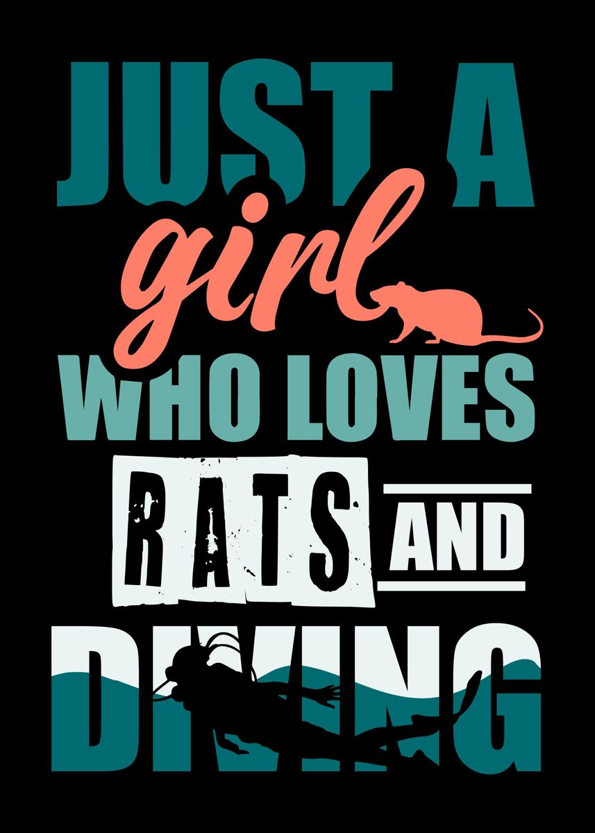 'Rat Girl Scuba Diving' Poster, picture, metal print, paint by ...