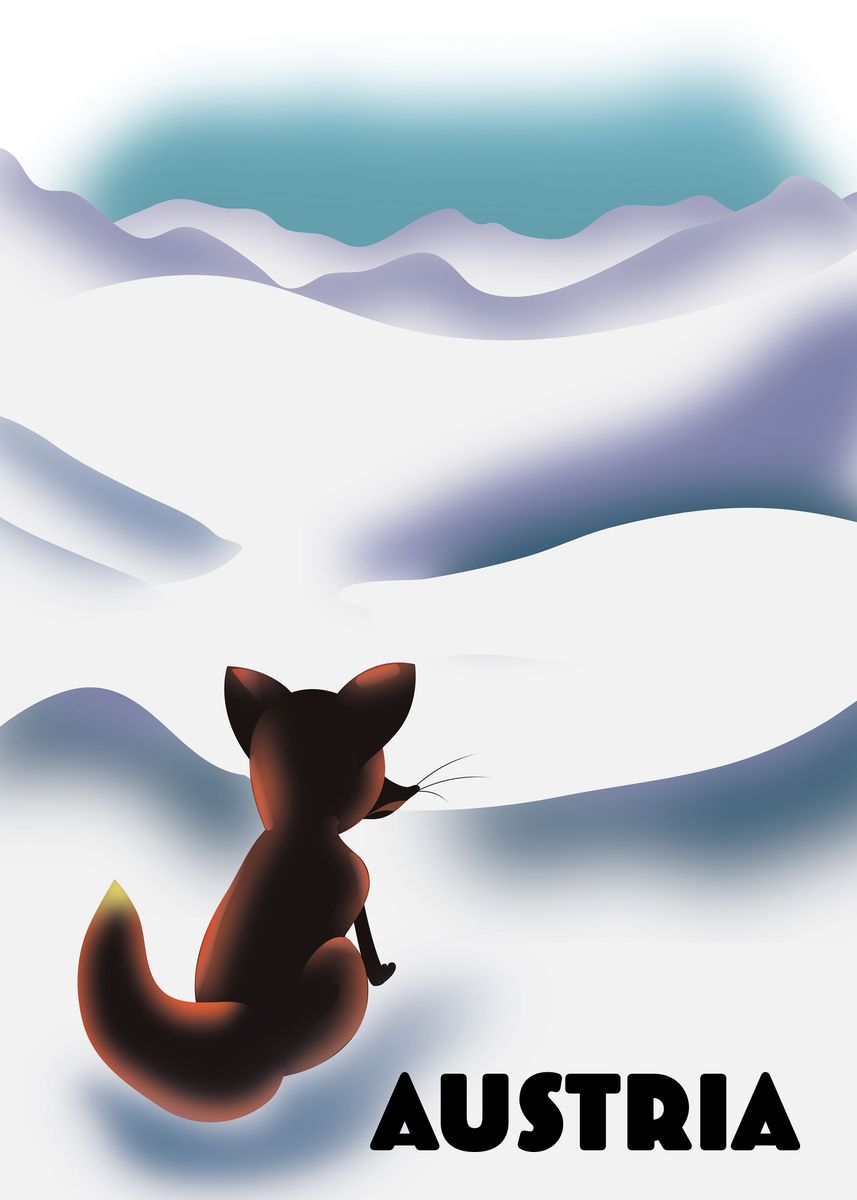 'Austrian fox travel poster' Poster, picture, metal print, paint by ...