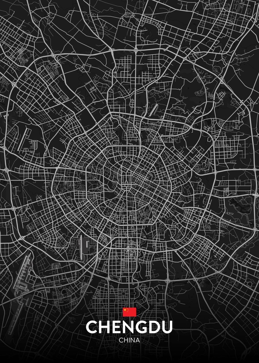 'Chengdu CN' Poster, picture, metal print, paint by IMR Designs | Displate