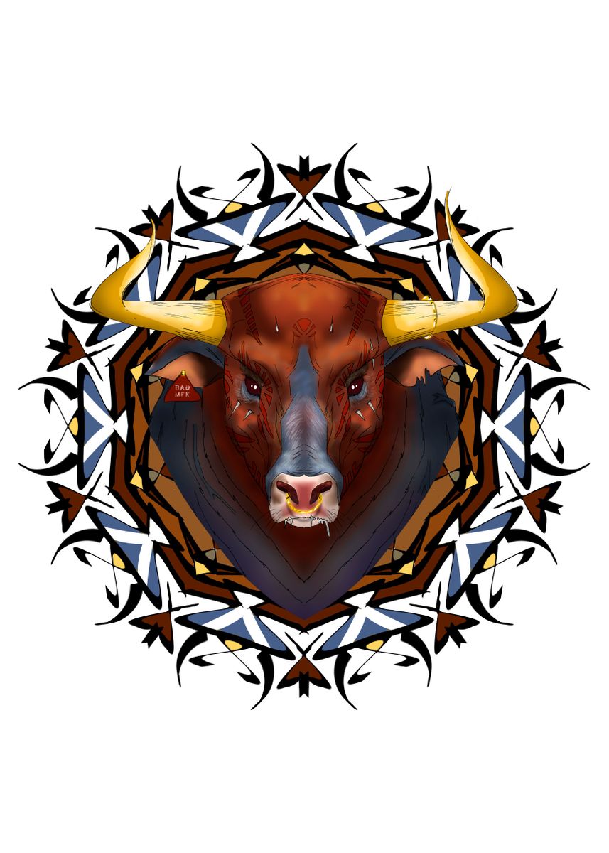 'Bull mandala' Poster, picture, metal print, paint by Phantom ...