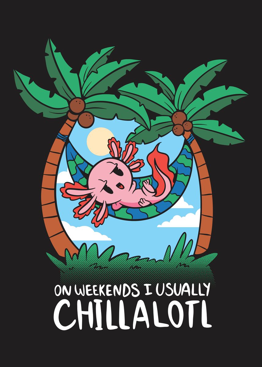 'Chilling axolotl summer' Poster, picture, metal print, paint by Simon ...