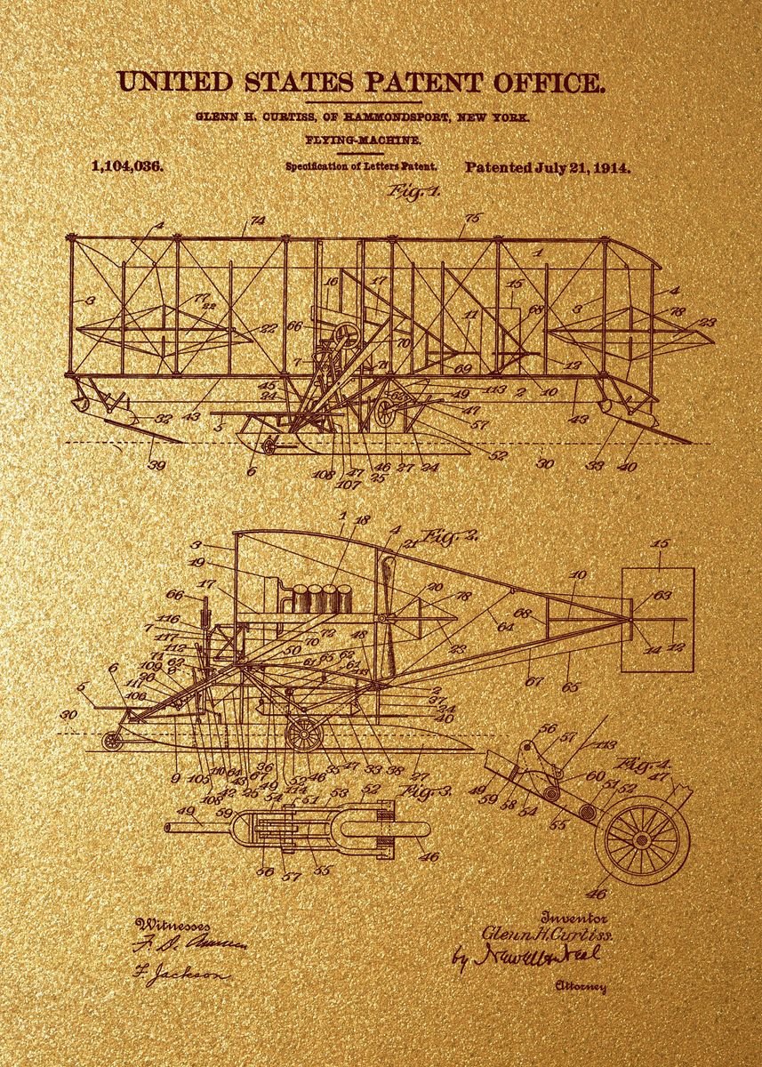 '7 Curtiss Flying Machine ' Poster, picture, metal print, paint by ...