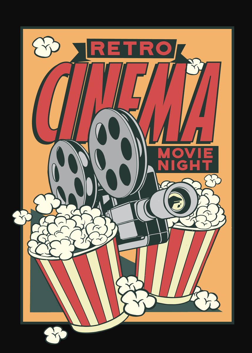 'Retro cinephile cinema 80s' Poster, picture, metal print, paint by ...