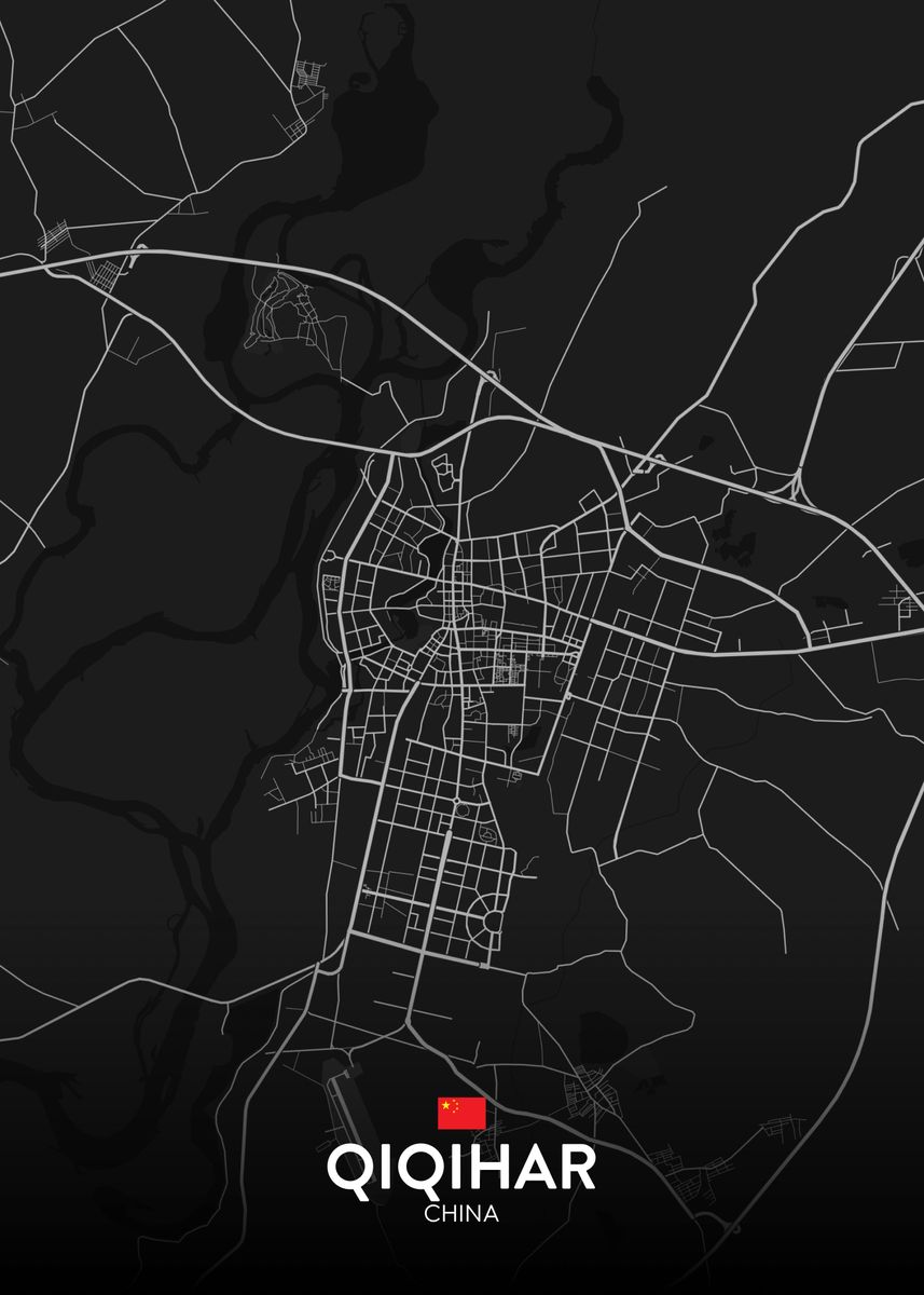 'Qiqihar CN' Poster, picture, metal print, paint by IMR Designs | Displate