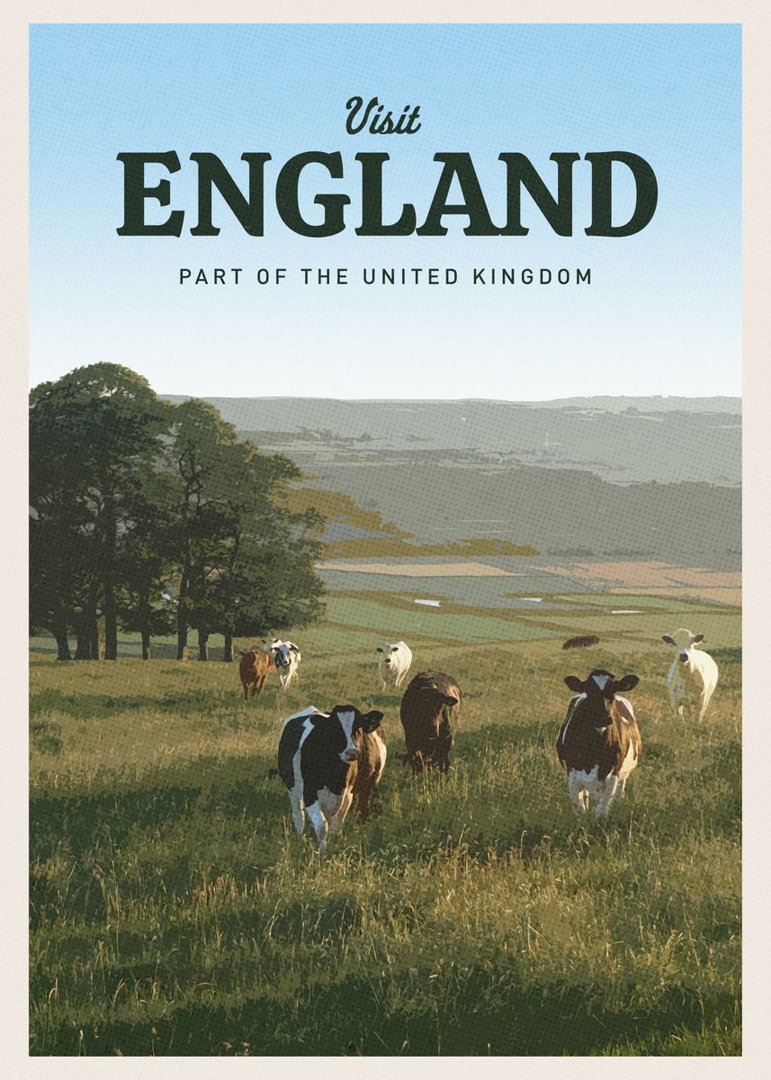 'Visit England' Poster, picture, metal print, paint by Mercury Club ...